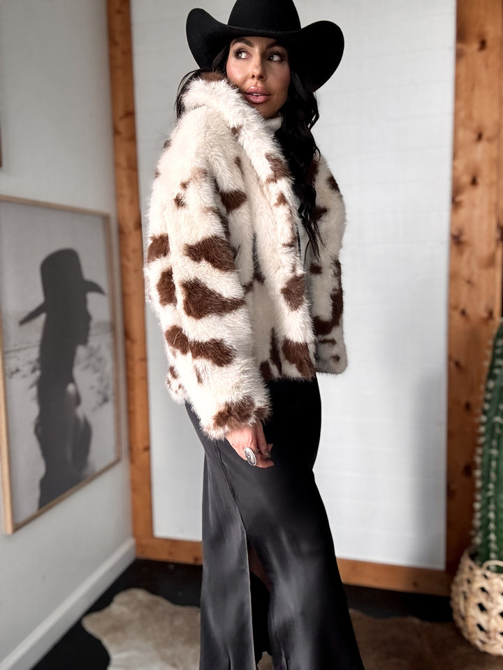 Cow Print Cowgirl Jacket } The Wild J